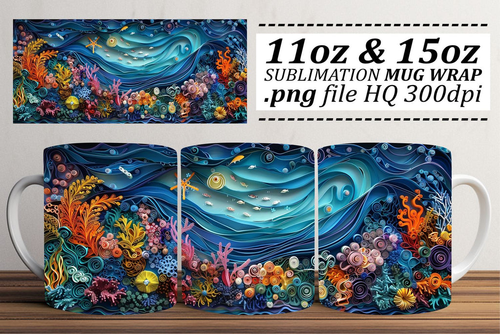 Ocean Symphony Mug Sublimation Design - So Fontsy