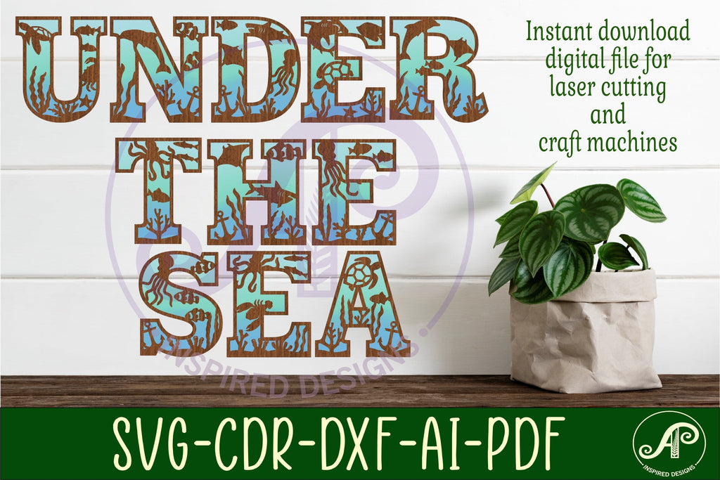 Ocean underwater theme alphabet set. 2 layer 51 letters. - So Fontsy