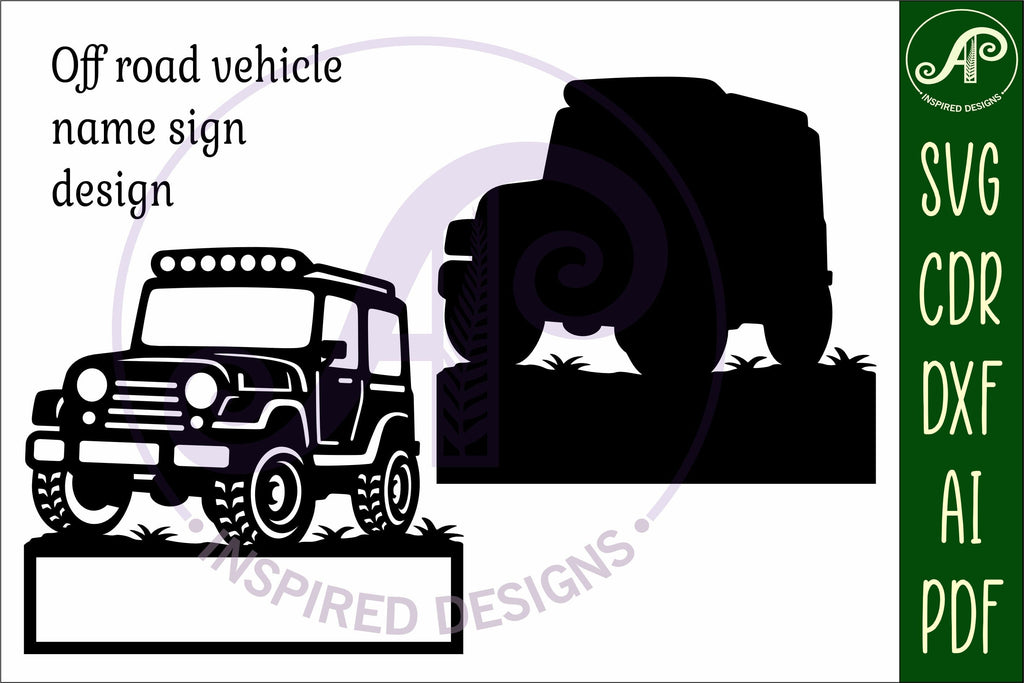 Off road vehicle design name sign svg laser cut - So Fontsy