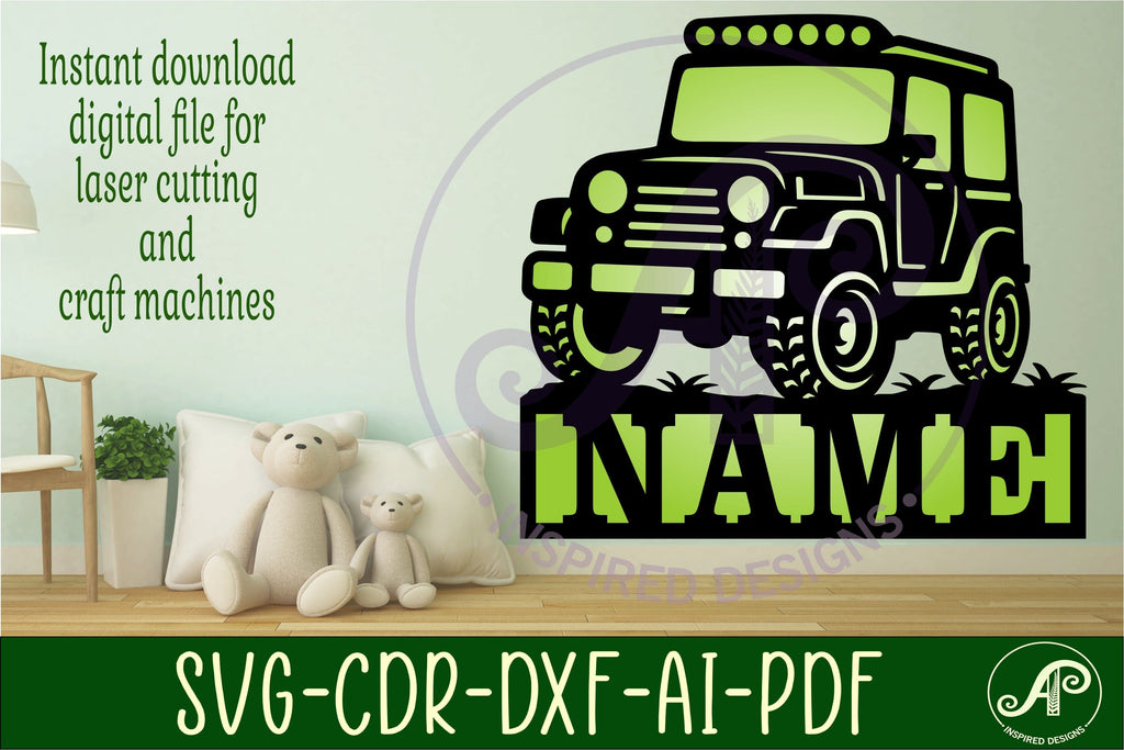 Off road vehicle design name sign svg laser cut - So Fontsy