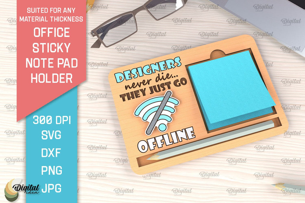 Office Sticky Note Pad Holder Laser Cut. Notepad SVG Design - So Fontsy