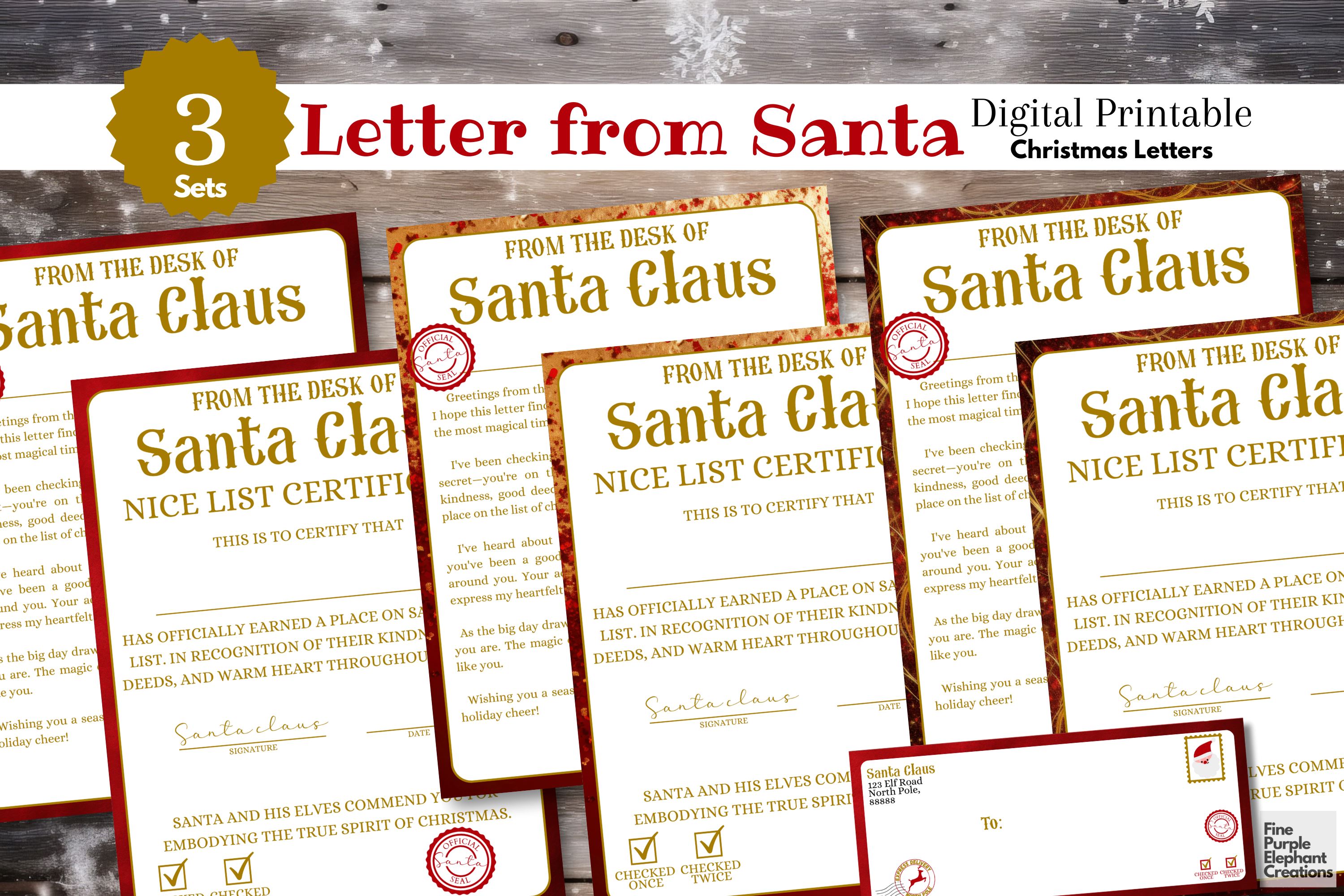 Official Letter from Santa Claus & Nice List Certificate | Christmas ...
