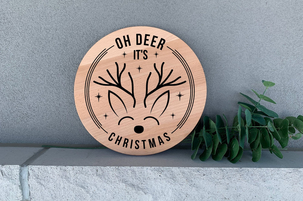 Oh Deer It's Christmas SVG Round Sign Cut File - So Fontsy