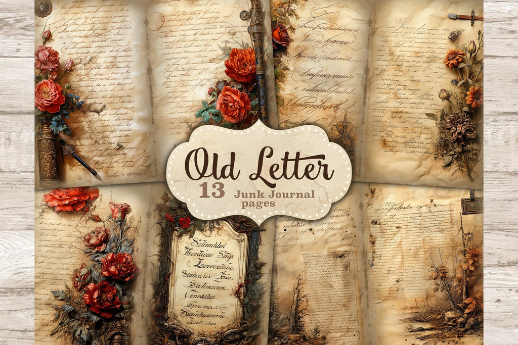 Old Letter Junk Journal Pages | Vintage Letter Set - So Fontsy