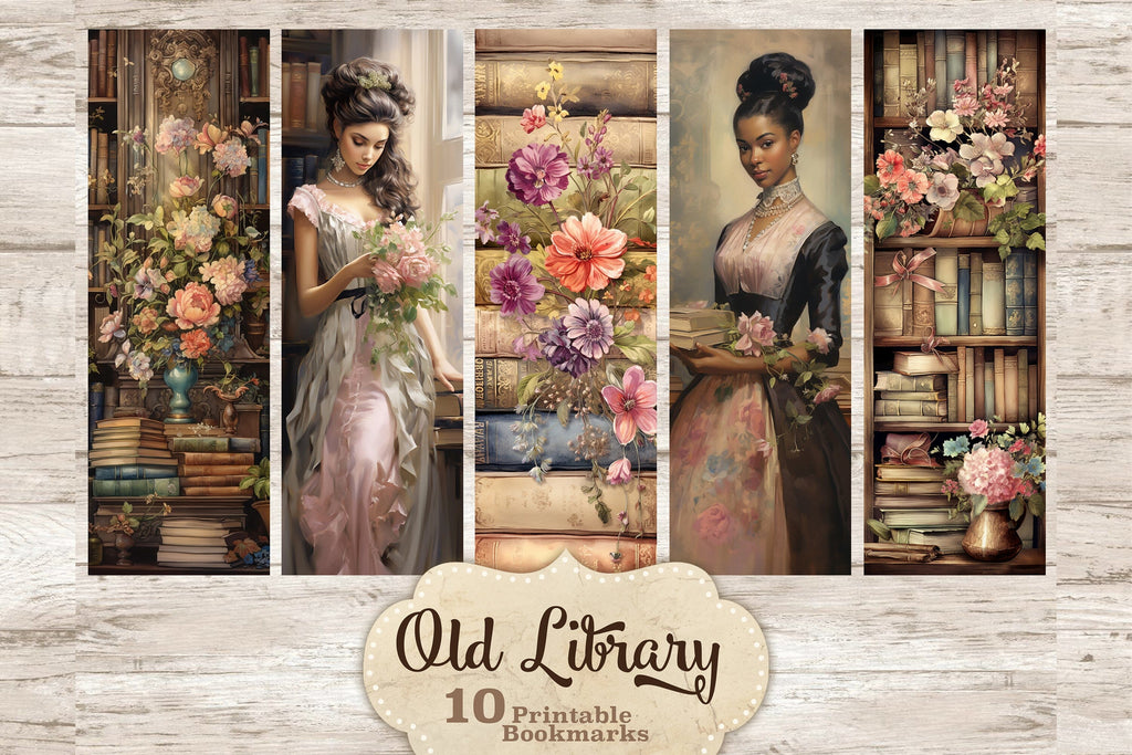 Old Library Bookmarks | Booklover Bookmarks - So Fontsy