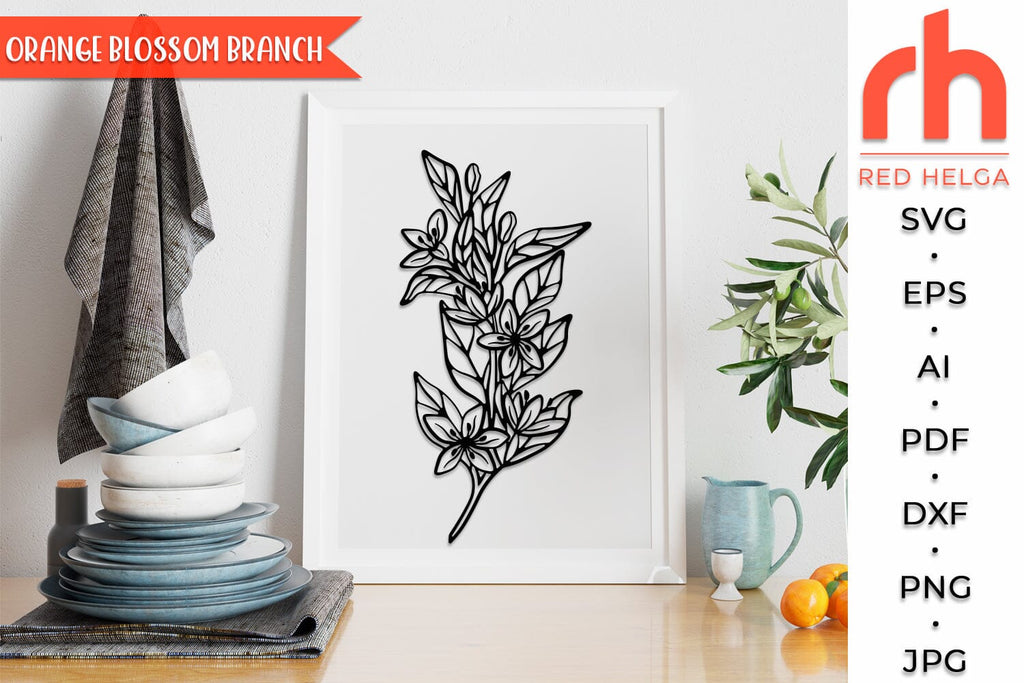 Orange Blossom Branch SVG, Florida State Flower Cut File - So Fontsy