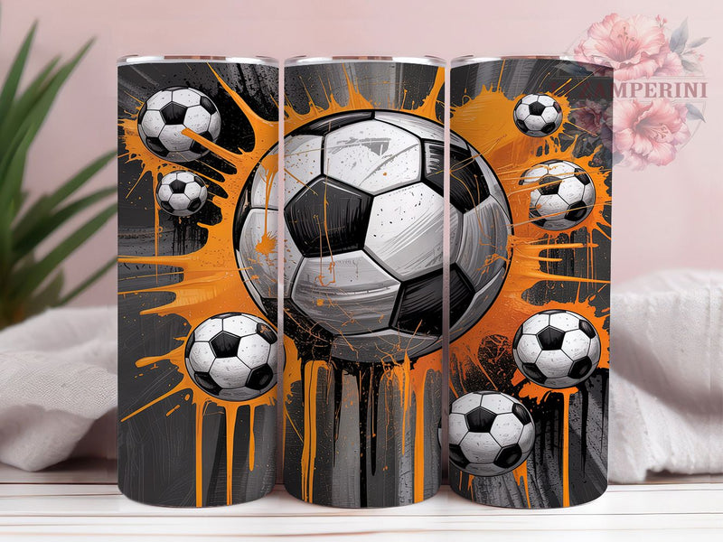 Orange Soccer Athletic Tumbler Wrap, Soccer Sublimation Wrap, 20Oz ...