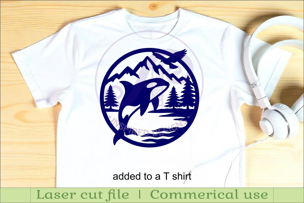 Orca, killer whale coastal scene wall sign svg laser cut 1 - So Fontsy