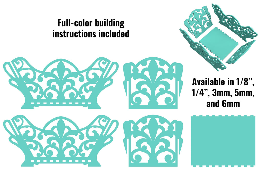 Ornate Fruit Basket SVG files for laser cutter - So Fontsy