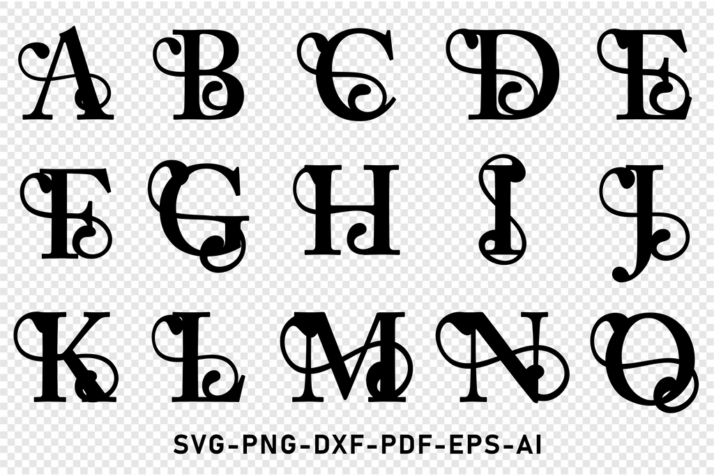 Ornate Monogram Alphabet Letters Set A-Z SVG Designs Bundle, Ornate ...