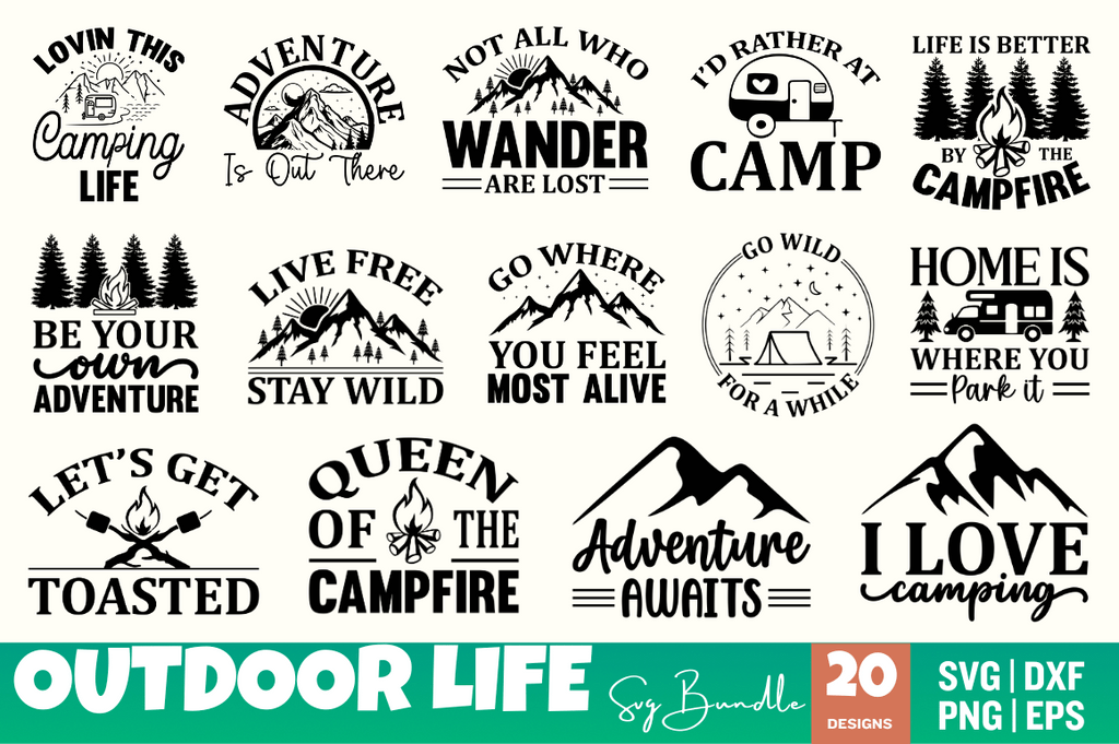 Outdoor life svg bundle - So Fontsy