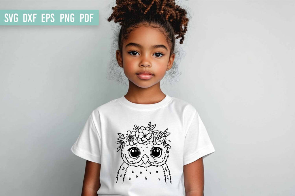Owl SVG File | Owl Flower Crown SVG | Floral Owl SVG - So Fontsy