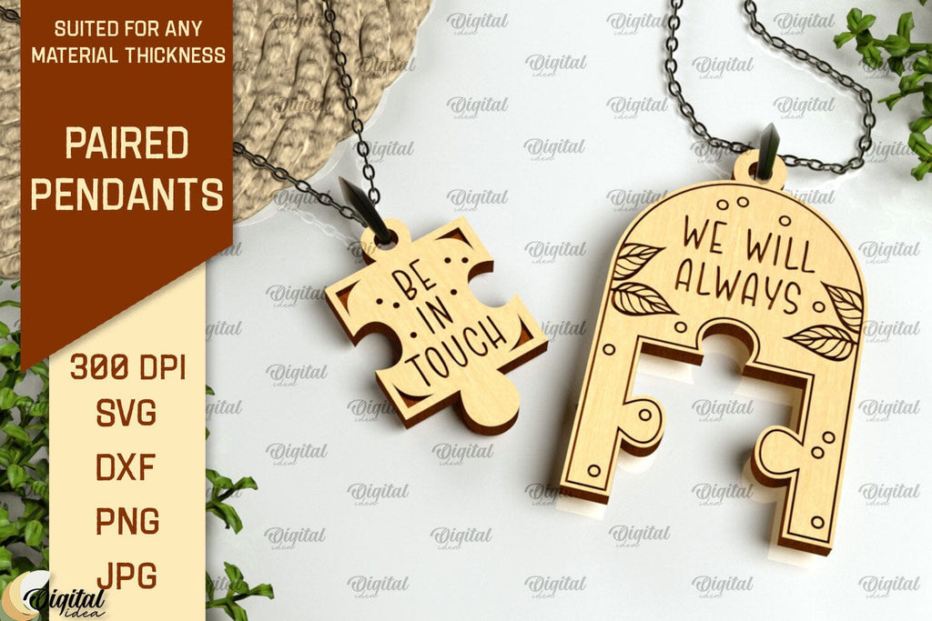 Paired Pendant Laser Cut. Couples Pendant SVG - So Fontsy