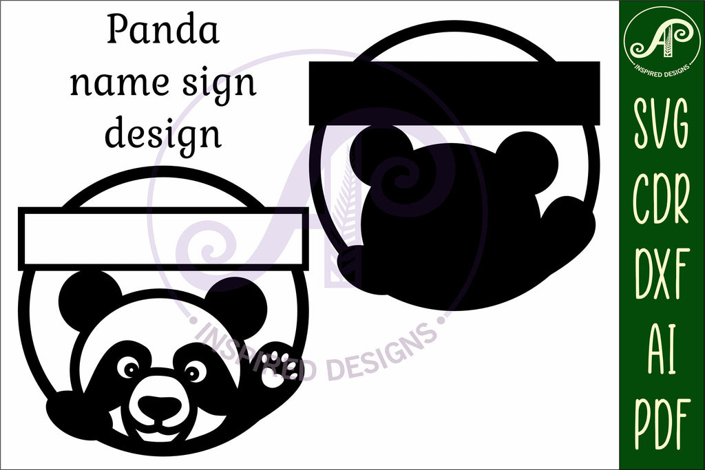 Panda name sign svg laser cut template - So Fontsy