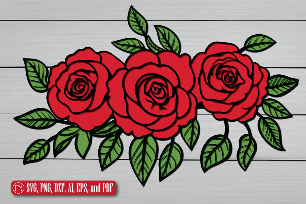 Paper Cut 3D Layer Rose Bouquet SVG - So Fontsy