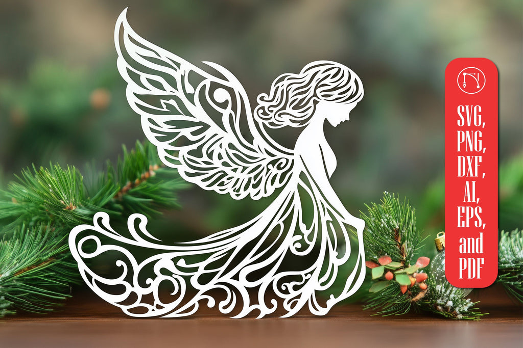 paper-cut Christmas angel SVG cut file - So Fontsy