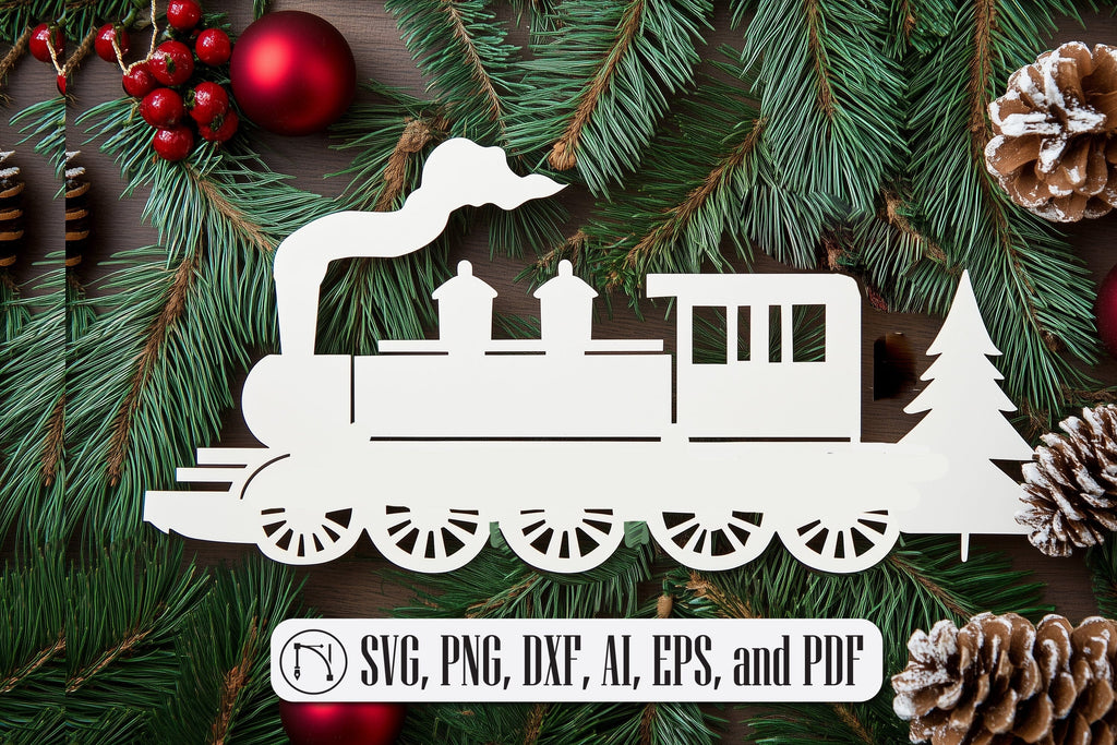 Paper Cut Christmas Train SVG Cut File - So Fontsy