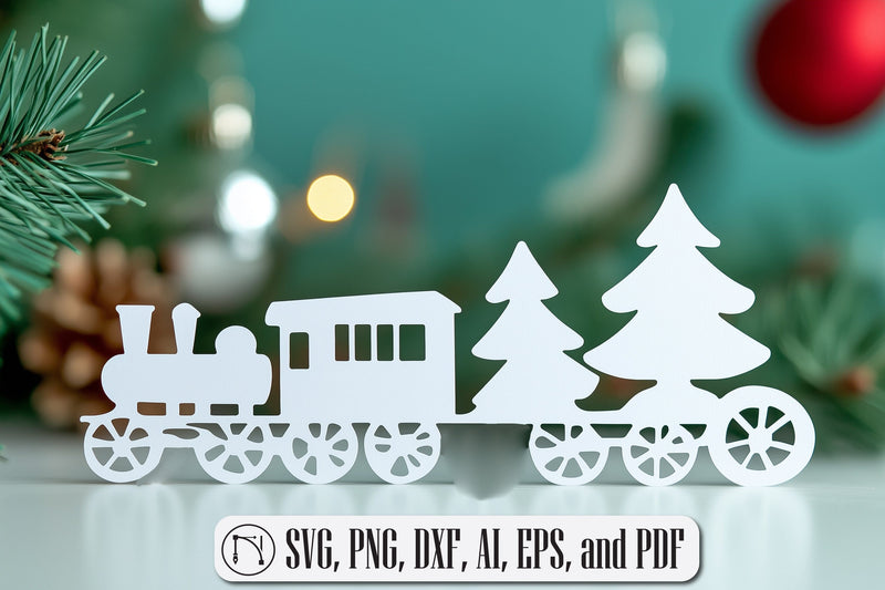 Paper Cut Christmas Train SVG Cut File - So Fontsy