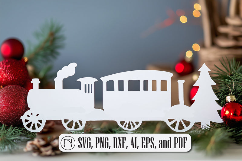 Paper Cut Christmas Train SVG Cut File - So Fontsy