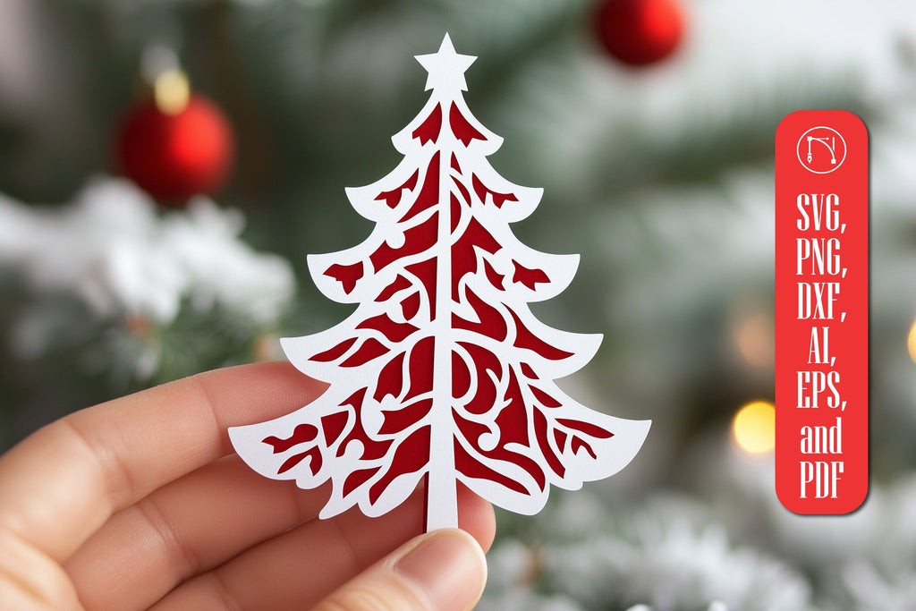 paper cut Christmas Tree SVG cut file - So Fontsy
