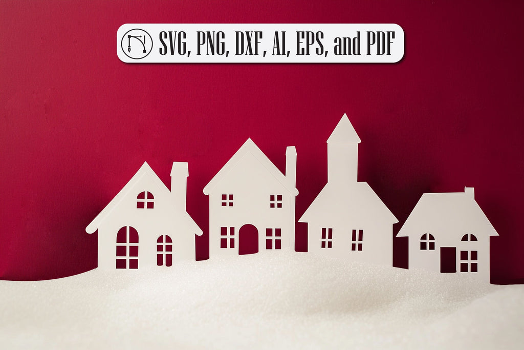 Paper Cut Christmas Village SVG Cut File - So Fontsy