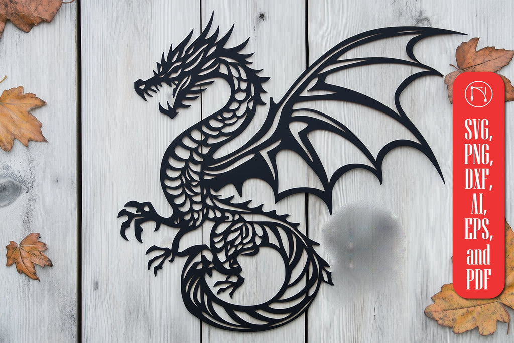 Paper Cut Dragon Decor Laser Cut SVG - So Fontsy