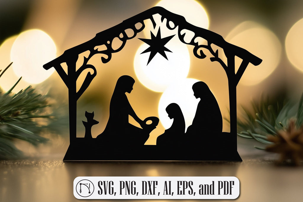 paper cut Nativity Scene SVG - So Fontsy