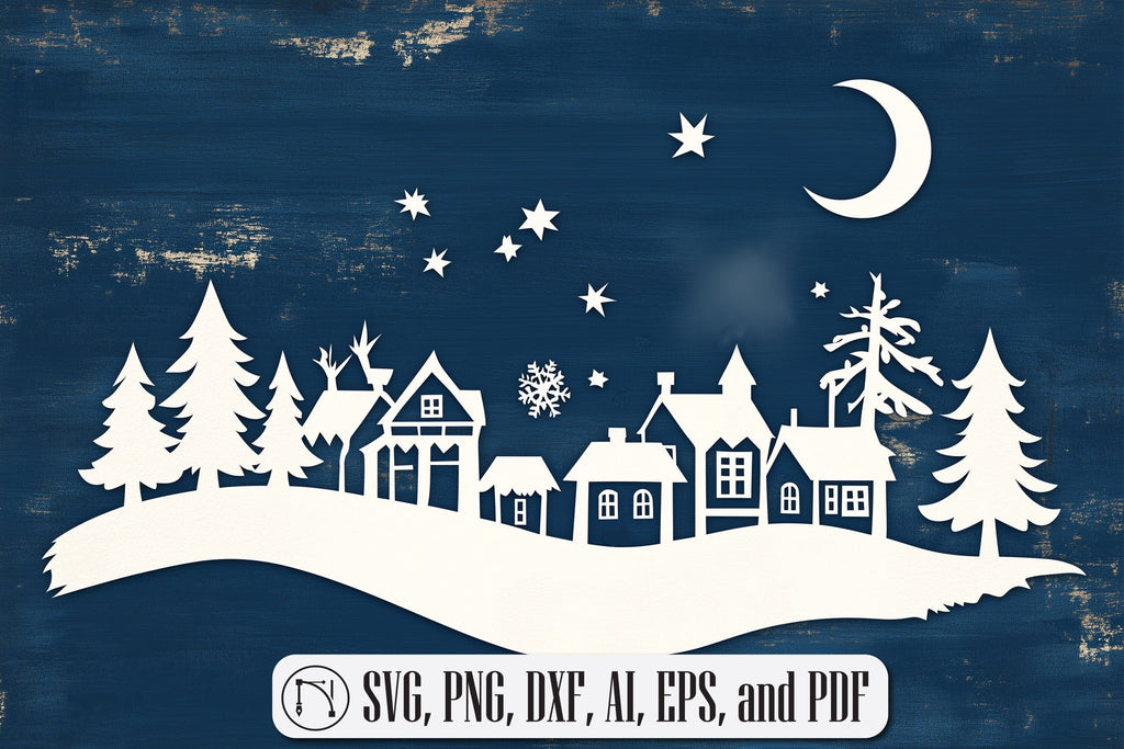 Paper Cut Santa's Village SVG - So Fontsy