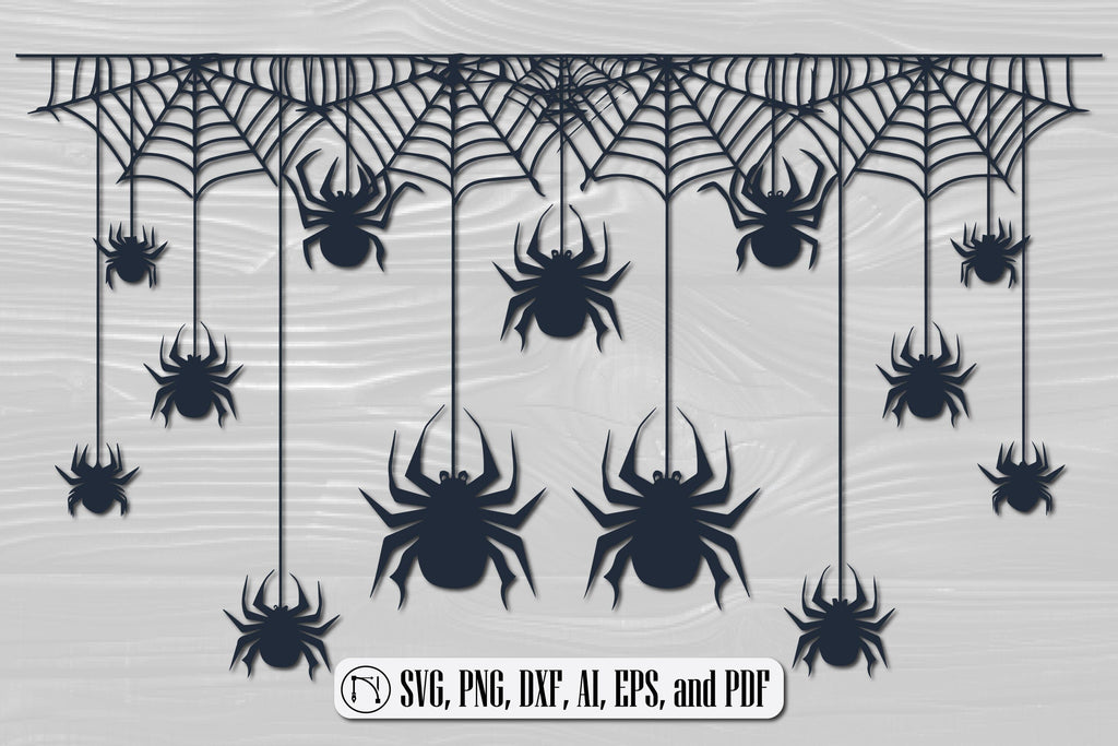 Papercut Hanging Spider Web SVG cut file - So Fontsy