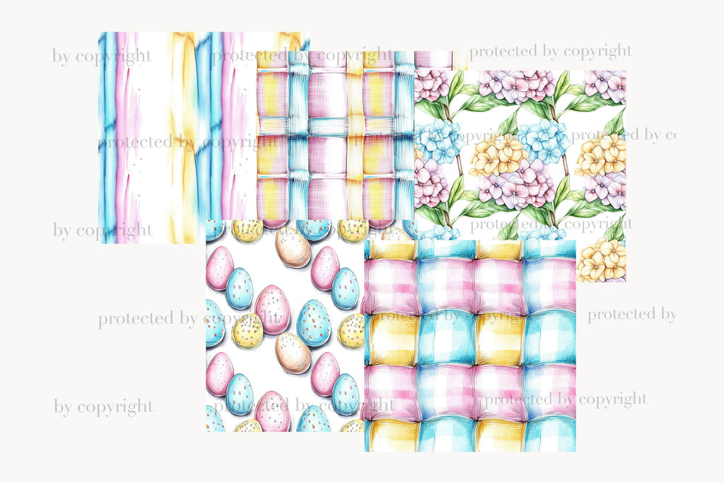 Pastel Easter Digital Papers | Cute Spring Patterns - So Fontsy