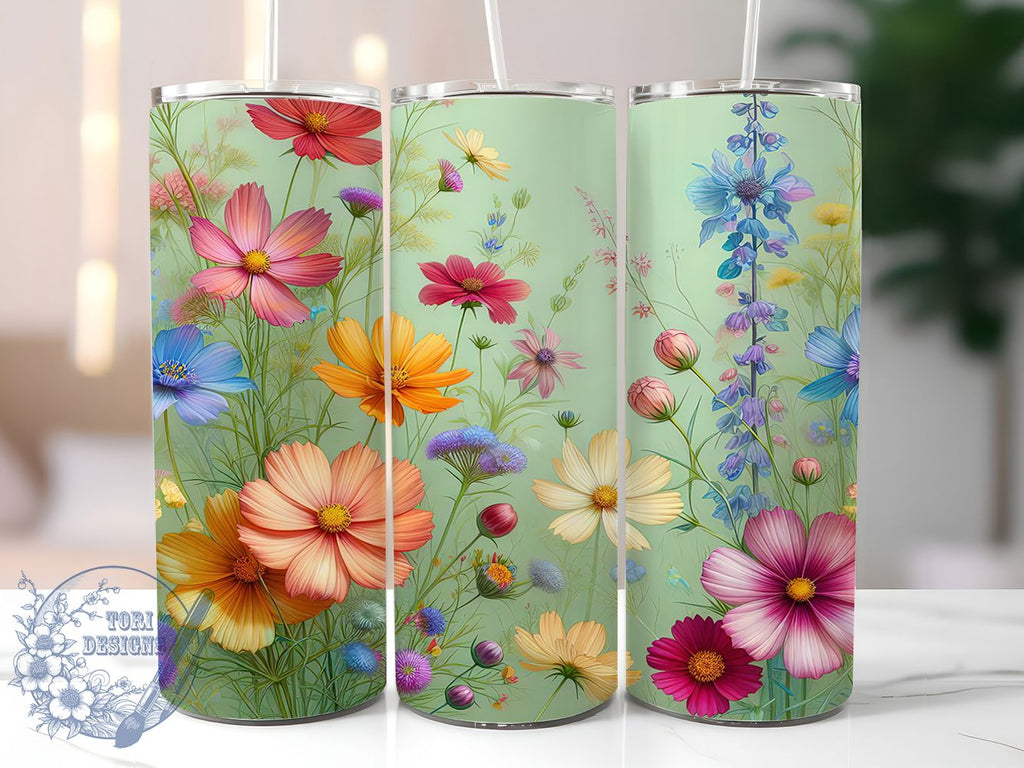 Pastel Watercolor Wildflower Spring Tumbler Wrap, Watercolor Floral ...