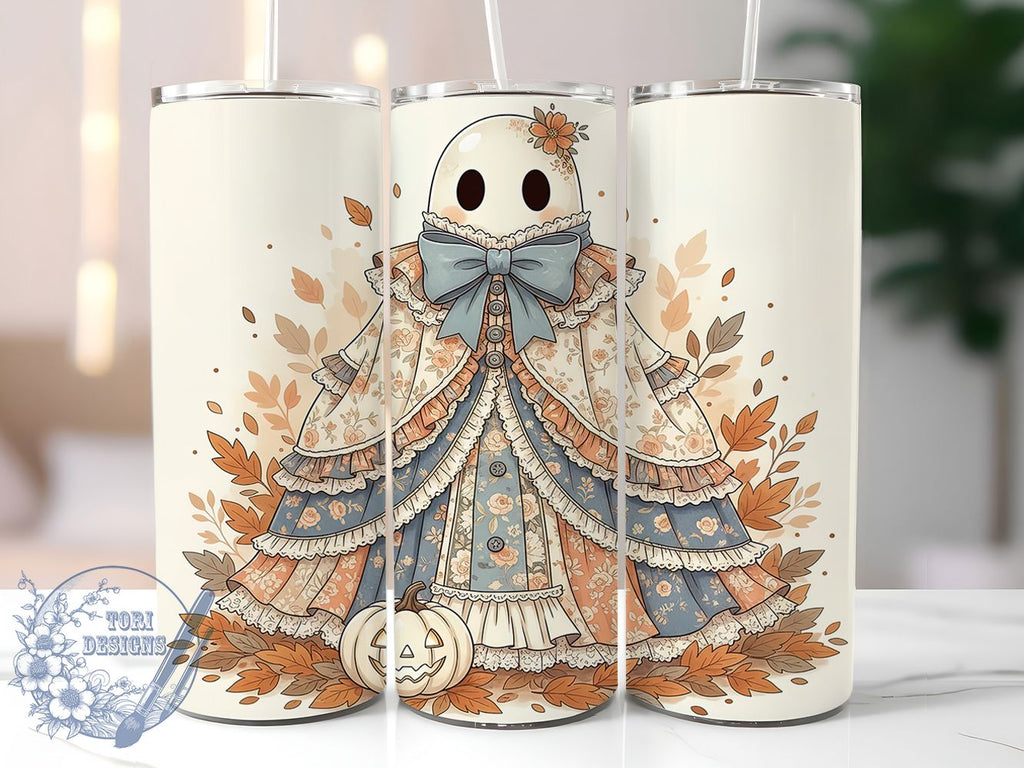 Patchwork Cottagecore Halloween Ghost Tumbler, Spooky Cottagecore Wrap ...