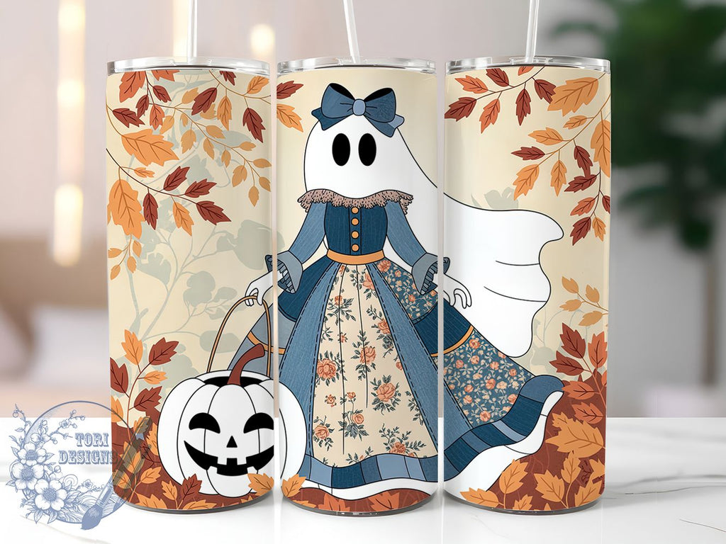 Patchwork Cottagecore Halloween Ghost Tumbler, Spooky Cottagecore Wrap ...