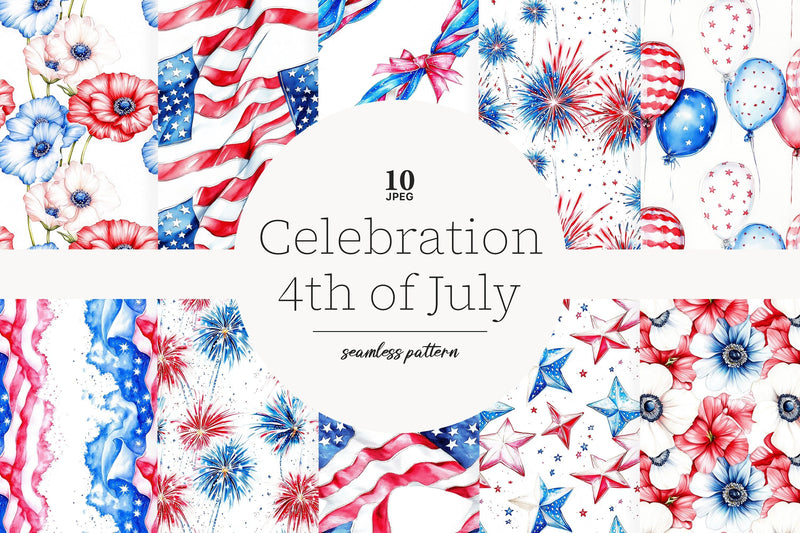 Patriotic Digital Paper | 4th of July Seamless Pattern - So Fontsy