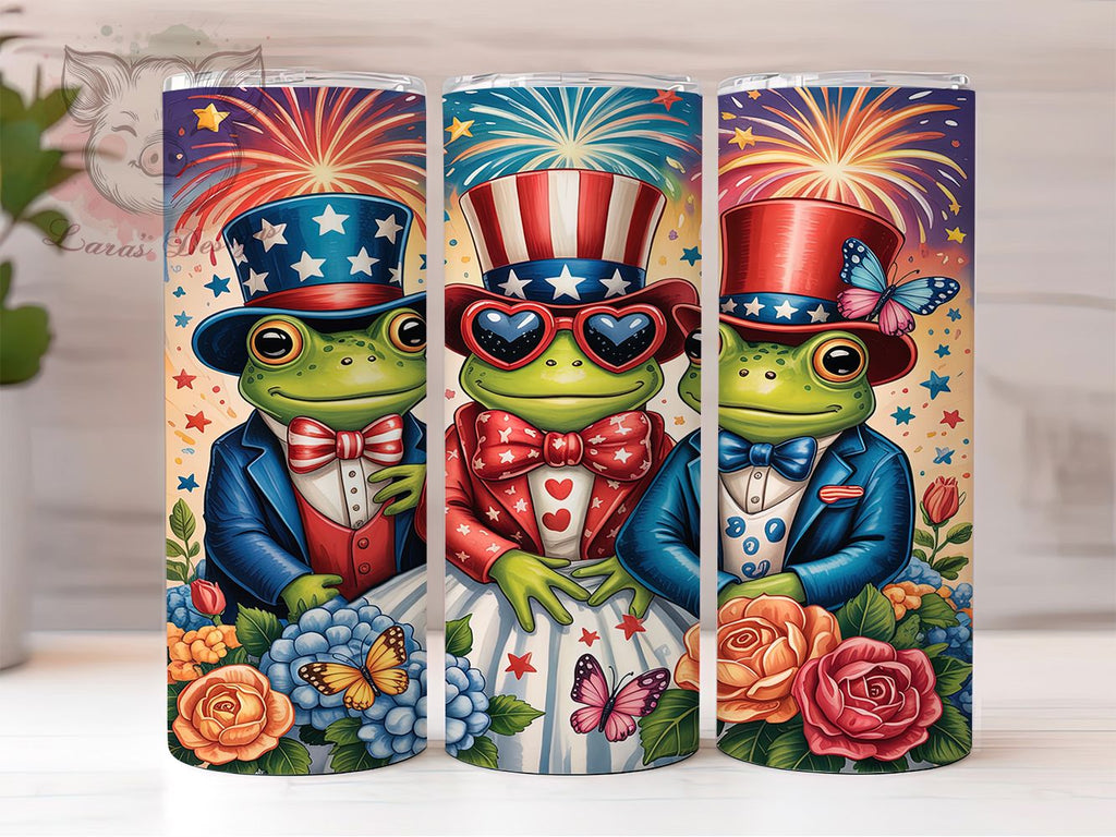 Patriotic Frog 20oz Tumbler, 4th of July Frog Tumbler, Patriotic Frog ...