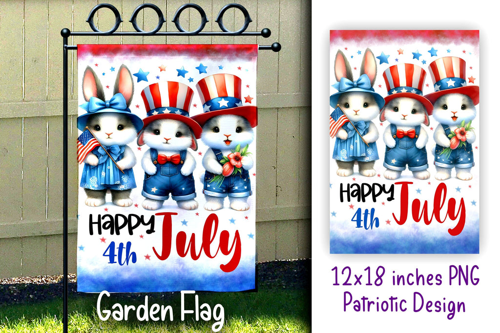 Patriotic Funny Rabbits Garden Flag 12x18 inches Sublimation PNG - So ...