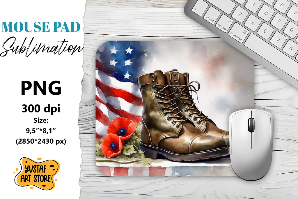 Patriotic Mouse Pad sublimation.American flag and boots - So Fontsy