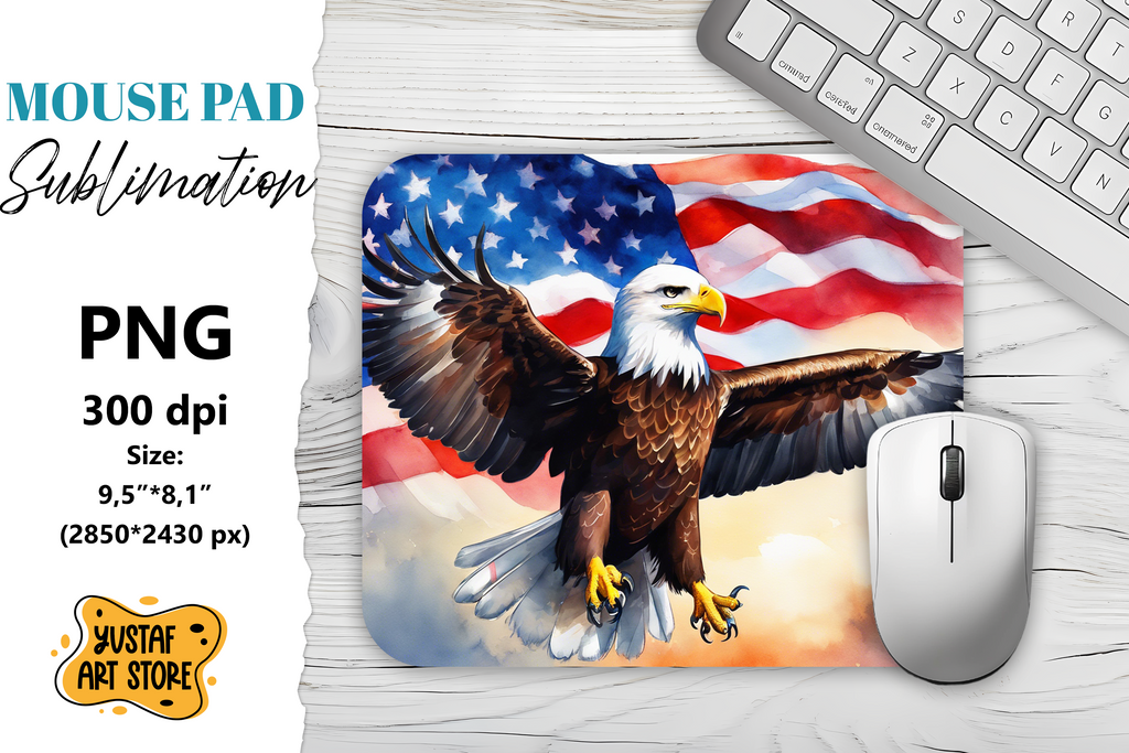 Patriotic Mouse Pad sublimation.American flag and eagle - So Fontsy