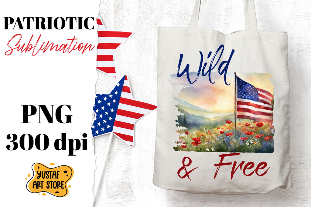 Patriotic sublimation. Watercolor American flag sublimation - So Fontsy