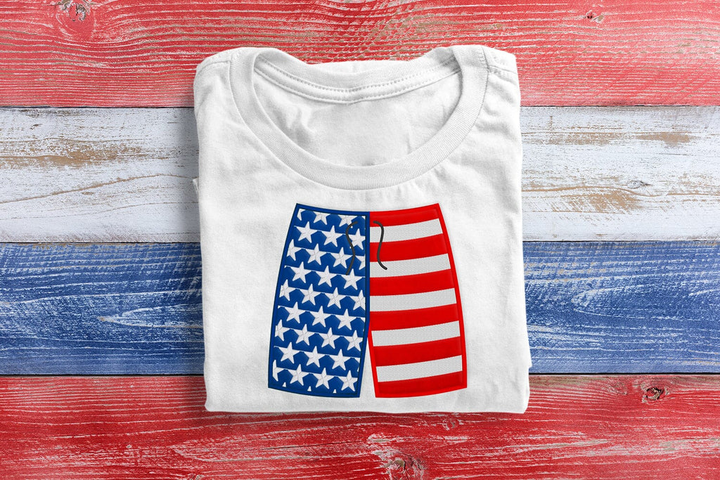 Patriotic Swim Trunks Applique Embroidery - So Fontsy