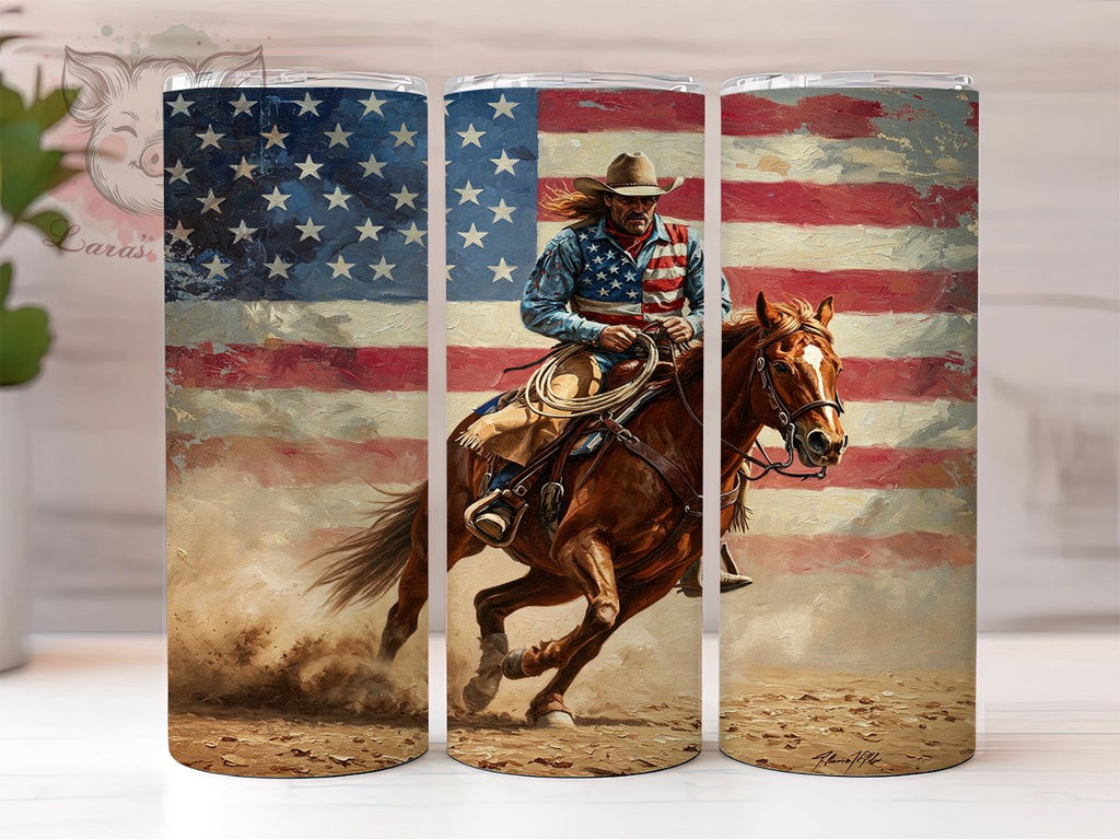 Patriotic Western Horse Tumbler Wrap, Cowboy Tumbler Design, American ...