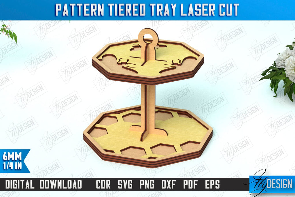 Pattern Tiered Tray | Round Stand | Kitchen | Dessert Tiered Tray | CNC ...