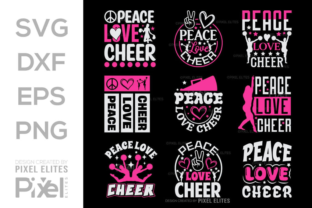 Peace Love Cheer SVG Cheerleading Cheer Life Bundle Cheer Team Cheer ...