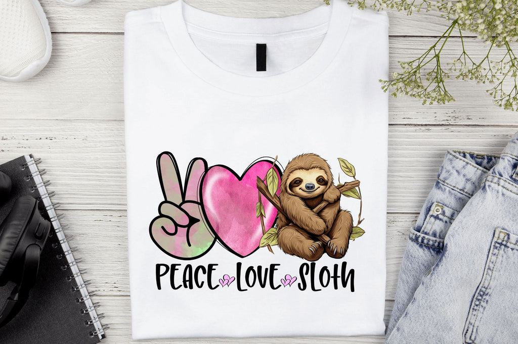 Peace Love Sloth Sublimation Design - So Fontsy