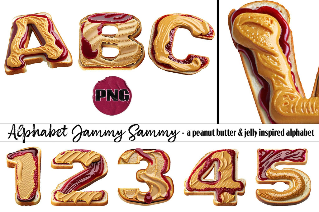 Peanut Butter & Jelly Alphabet PNG Set, Letter Sublimation, Monogram ...