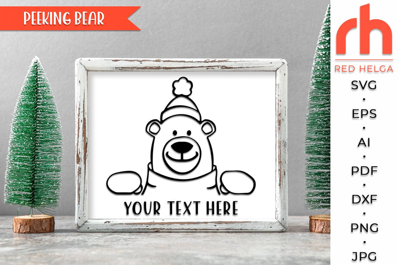 Peeping Polar Bear SVG, Christmas Scene DXF, Xmas Window - So Fontsy