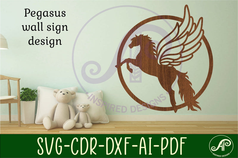 Pegasus wall sign, SVG laser cut file - So Fontsy