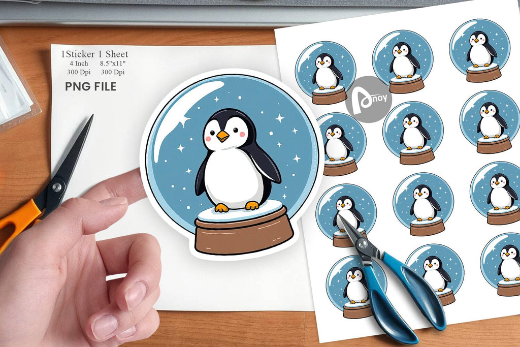 Penguin Snow Globe Sticker - So Fontsy