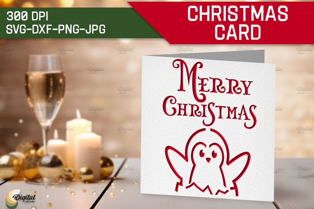 Penguin SVG. Christmas Card Animal. Layered Papercut - So Fontsy