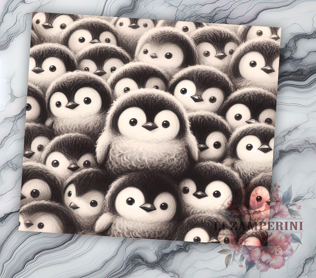 Penguin Winter Kids Tumbler Wrap, Cute Penguins, Seamless Pattern ...
